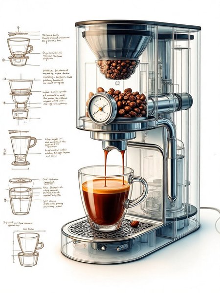 C_Coffee Machine Blueprint Design_Coffee Machine Appearance Generation ...